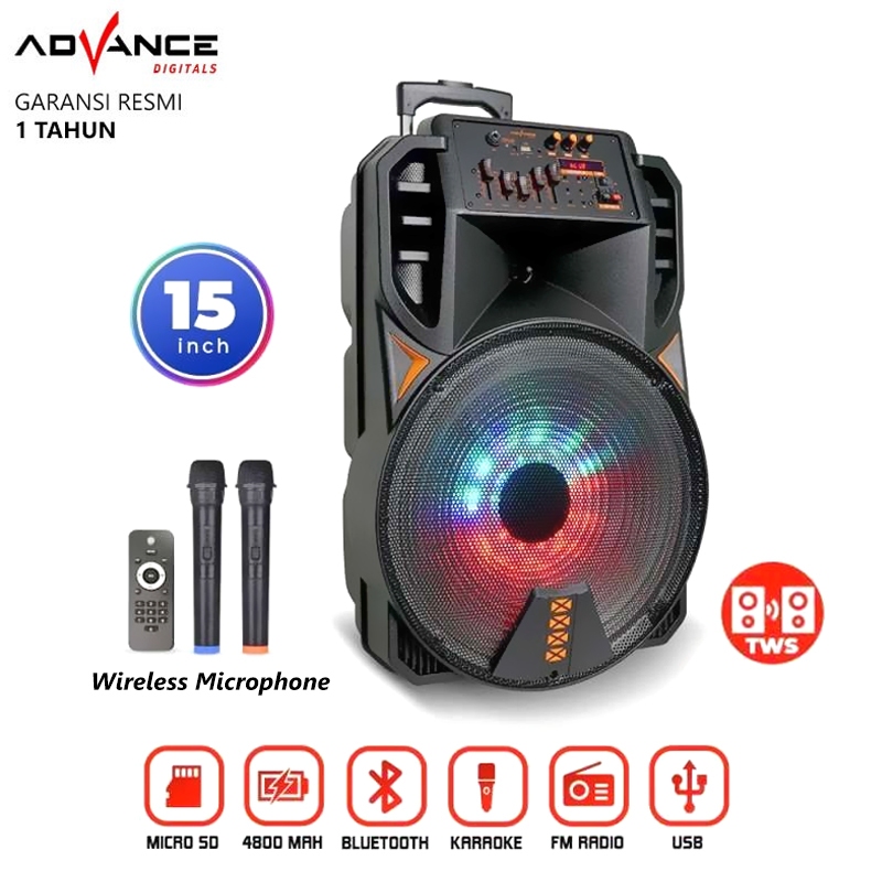 Jual Speaker Advance Portable K1506 Bluetooth 15 Inch 2 mic wireless | Shopee Indonesia