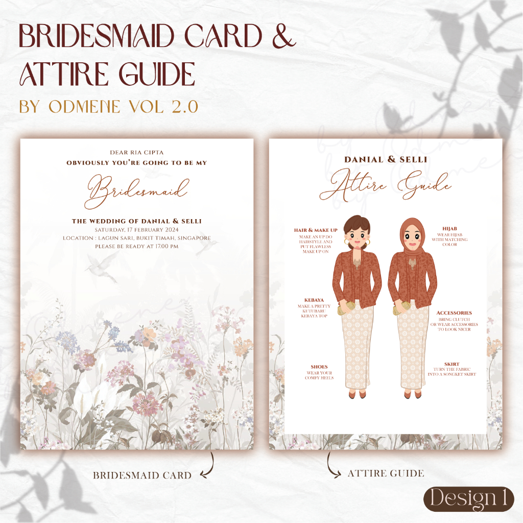 Jual Aesthetic Bridesmaid Card and Attire Guide by Odmene Vol 2 ...