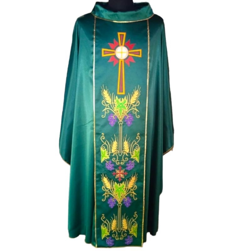 Jual Kasula Imam Romo Katolik/Salib Merah/Kasula Warna Hijau | Shopee ...