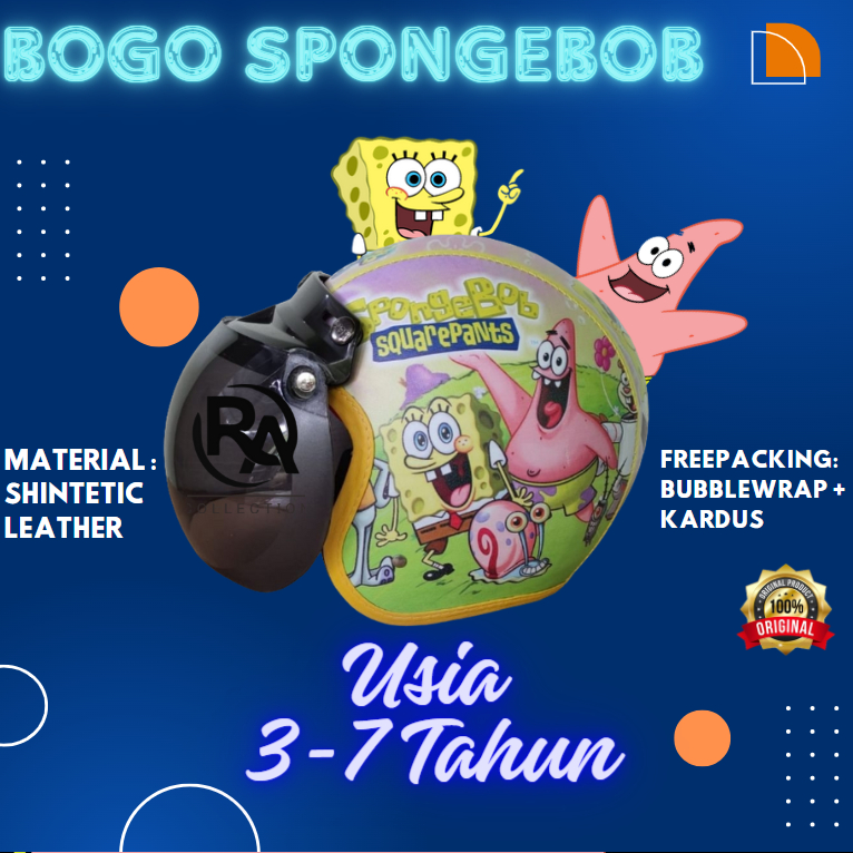 Jual Helm Bogo Anak 3-7 Tahun Motif SpongeBob Patrick Bisa Untuk Anak ...