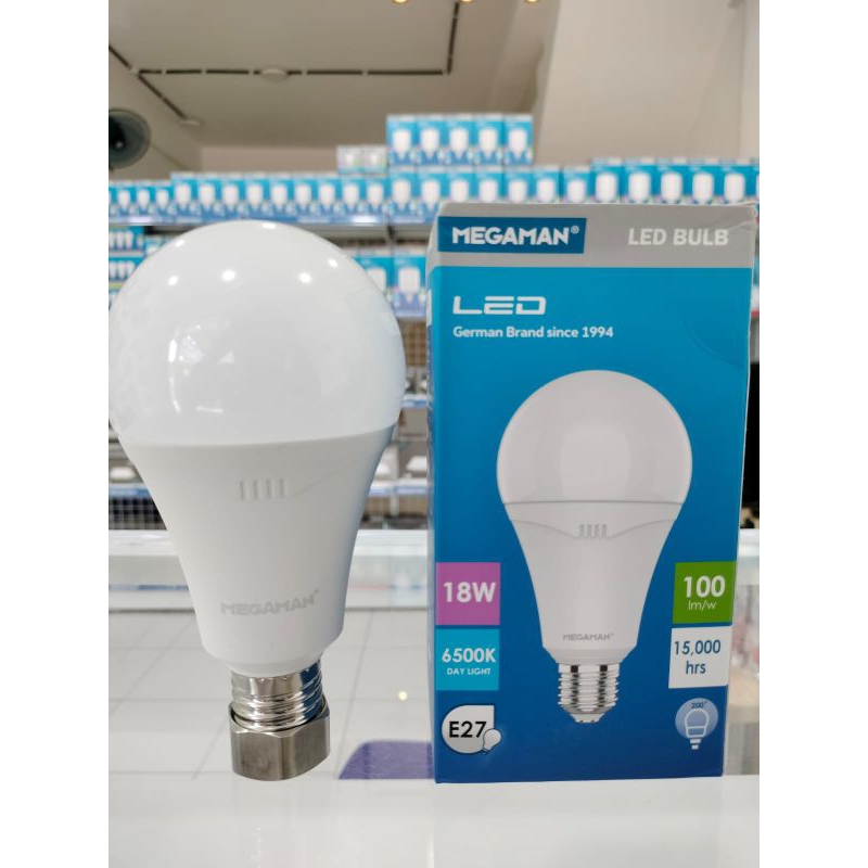 Jual Lampu LED 18watt Daylight MEGAMAN 6500K bohlam putih bergaransi | Shopee Indonesia