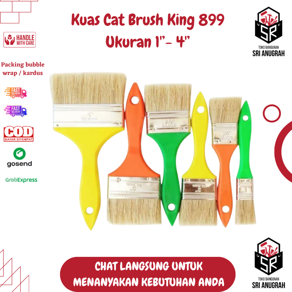 Jual Kuas Cat Tembok Minyak Brush King Gagang PVC tebal | Shopee Indonesia