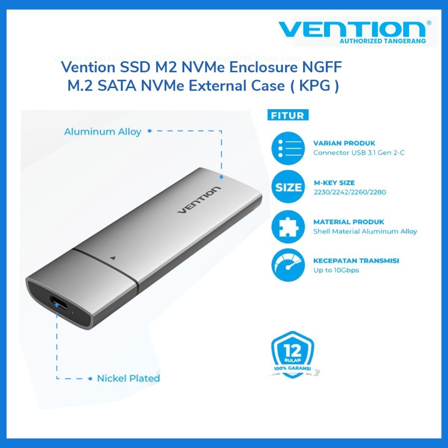 Jual Vention SSD M2 NVMe Enclosure NGFF M.2 SATA NVMe External Case ...