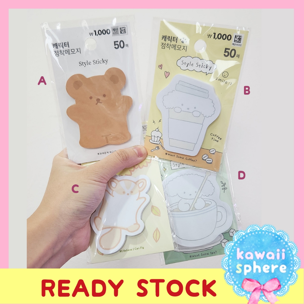 Jual Sticky Memo Daiso Korea | Coffee / Bear / Sugar Glider | Sticky ...