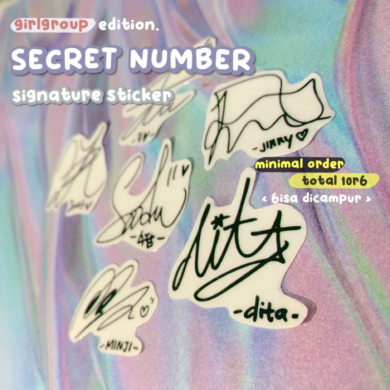 Jual secret number signature sticker ♡ stiker transparan ttd ...