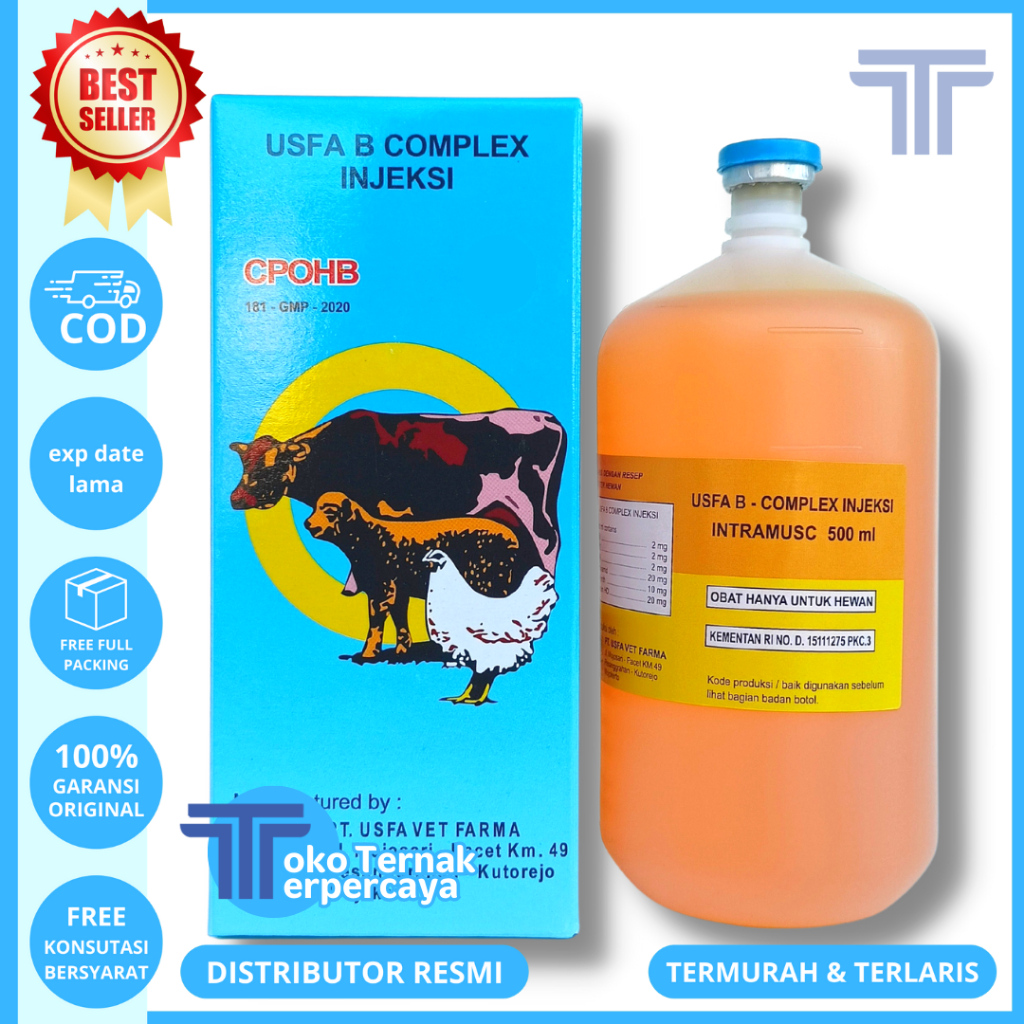 Jual USFA B COMPLEX INJ 500ML - Vitamin B Kompleks Hewan - Vitamin B ...