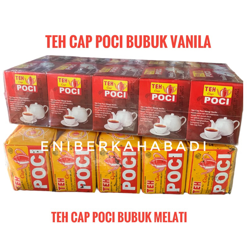 Jual Teh Cap Poci Bubuk rasa vanilla / rasa melati 1 pak isi 10kotak ...