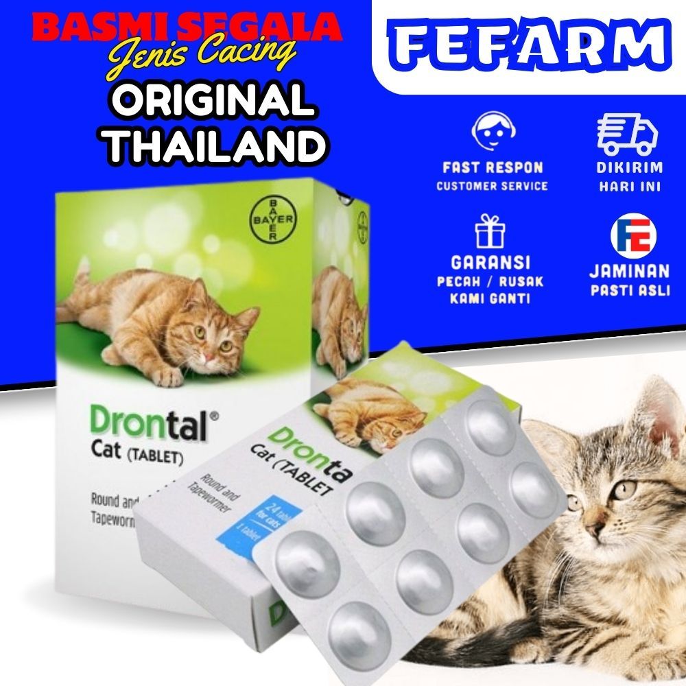 Jual Drontal Cat Obat Cacing Kucing DRONTAL 1 Tablet Ori Thailand Basmi ...