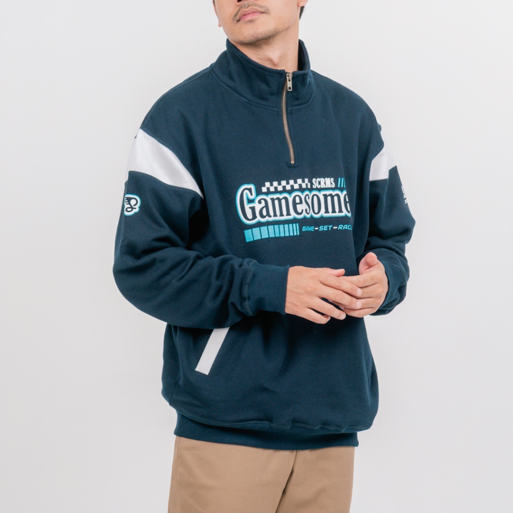 Jual Screamous GAMESOME Sweater Halfzip LANE NAVY BLUE | Shopee Indonesia