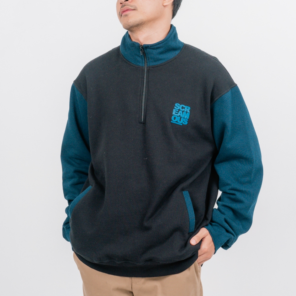 Jual Screamous Sweater Pria Halfzip GALLEN BLACK | Shopee Indonesia