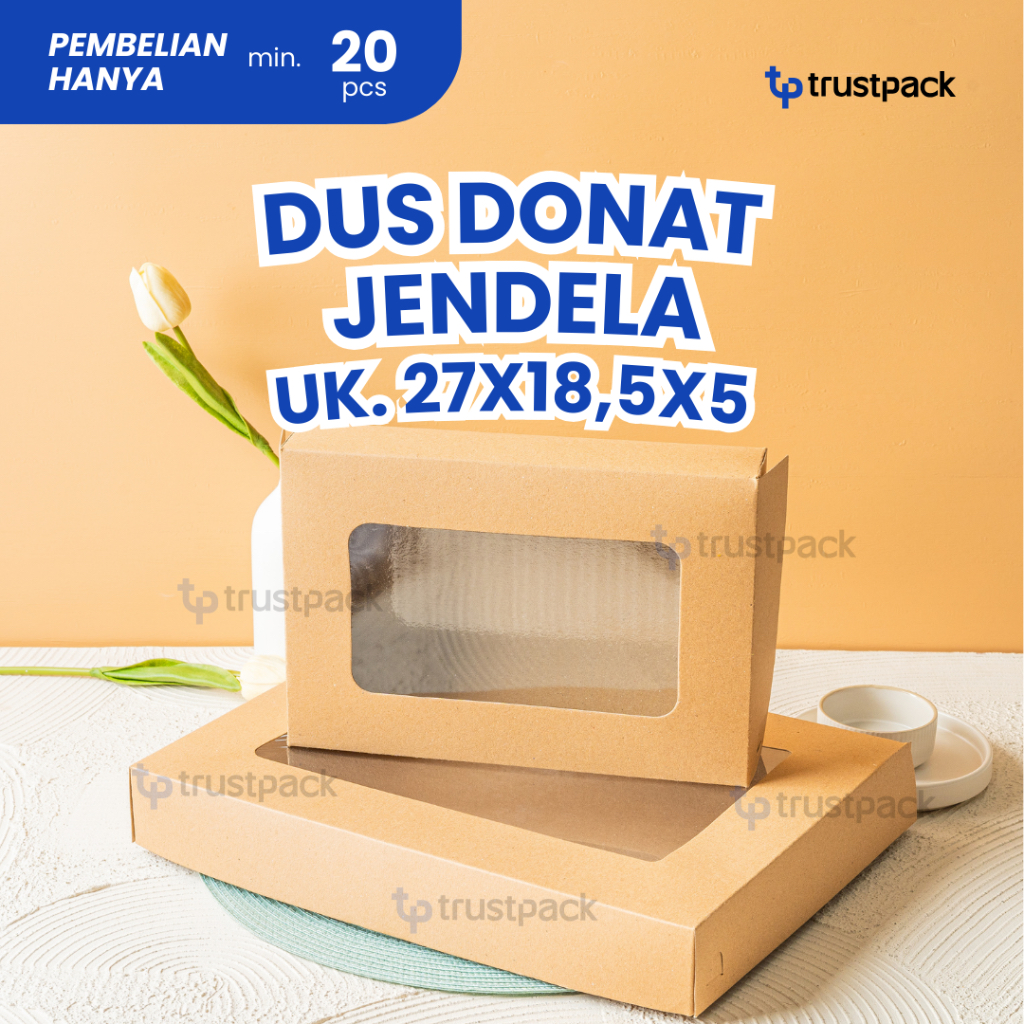 Jual Dus Donut Kraft Laminasi 27x18.5x5// dus roti/ dus cookies/ dus ...