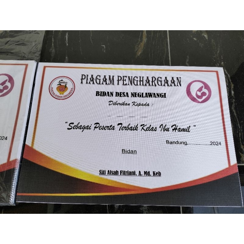 Jual cetak piagam,piagam kelas ibu hamil,piagam lulus imunisasi ...