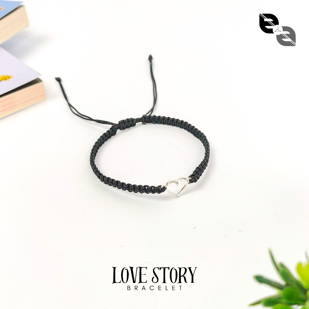 Jual Gelang Love Aesthetic Korea Gold Silver Serut Tali Hitam Anyam ...