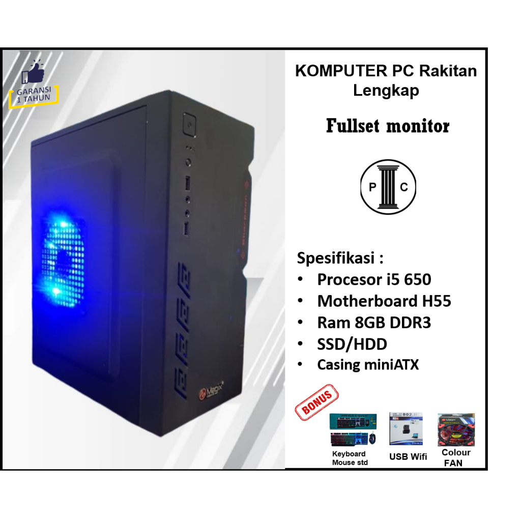 Jual Komputer PC Rakitan Lengkap i5-650/HDD/SSD/H55/DDR3 8GB/Monitor ...