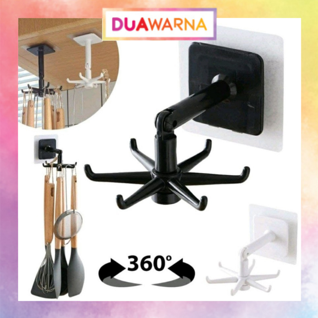 Jual DuaWarna Gantungan Putar 360 derajat KRH6 6 in 1 Kitchen Hook Rak ...