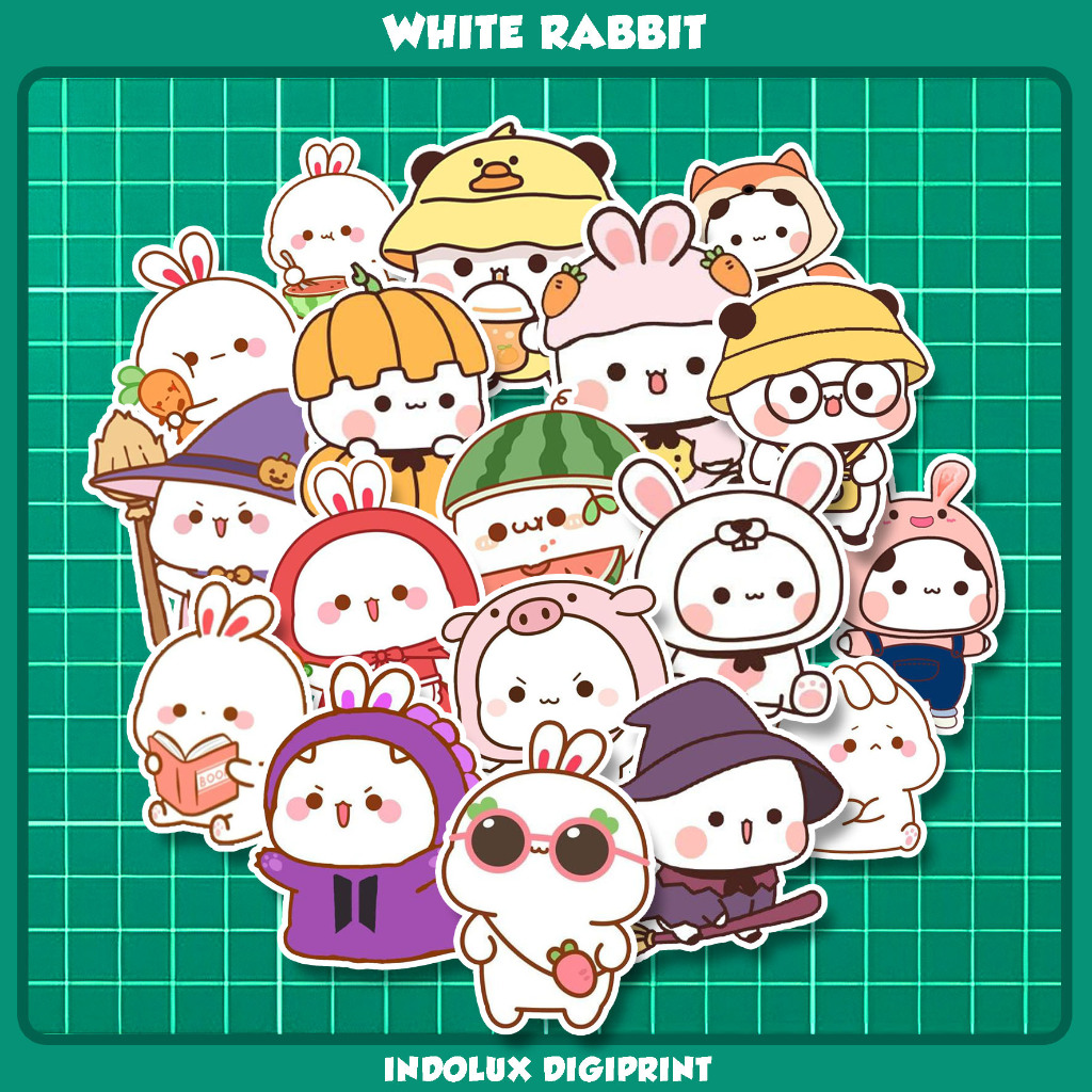 Jual Stiker Bunny Kelinci Lucu Stiker Rabbit White Kartun Anak Untuk Hp ...