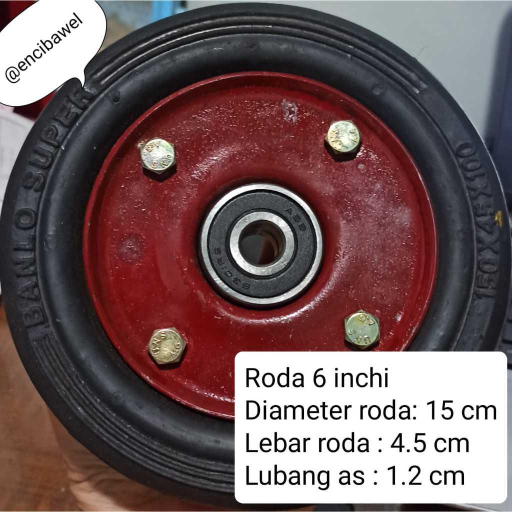 Jual Roda troli 6 inchi roda trolley roda keranjang roda lori lubang as 12 mm | Shopee Indonesia