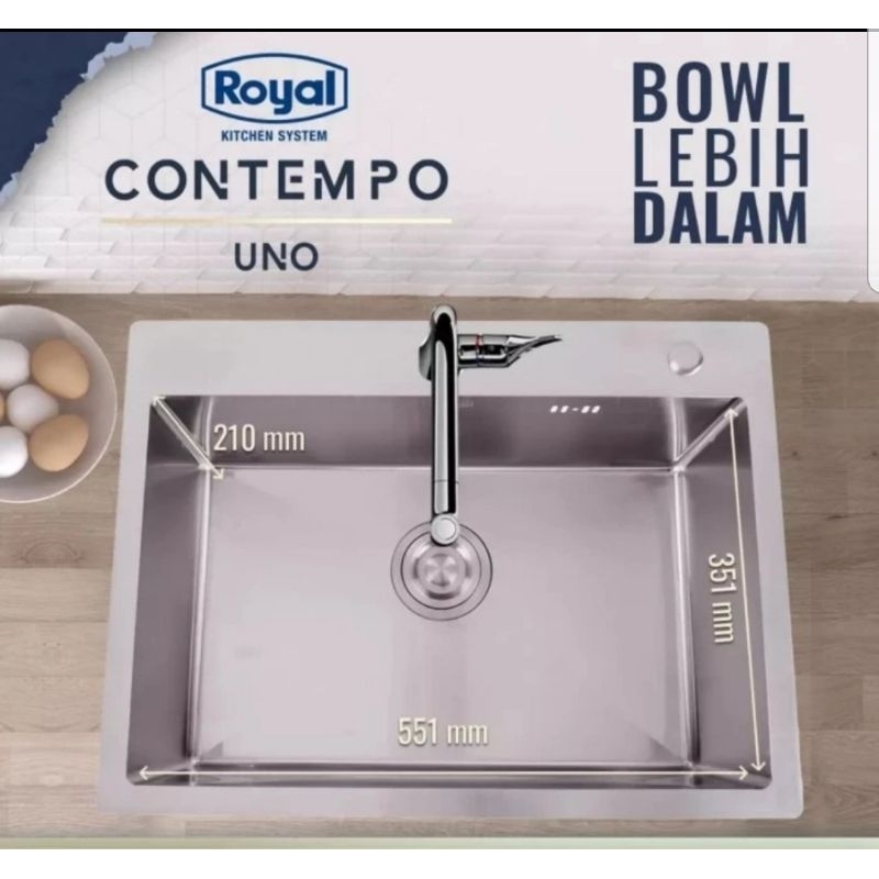 Jual Royal Bak Cuci Piring / Kitchen Sink tipe Contempo Uno 1 Set ...