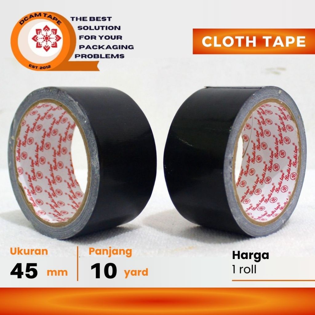 Jual Lakban Hitam / Lakban Kain Hitam / Cloth Tape Bodhi 2inch 48mm X ...