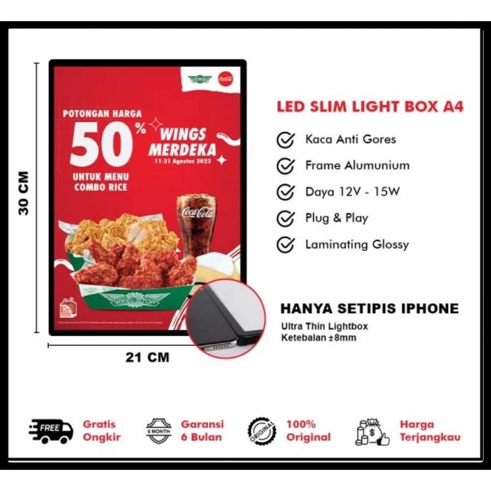 Jual Display poster LED / slim light box A4 | Shopee Indonesia