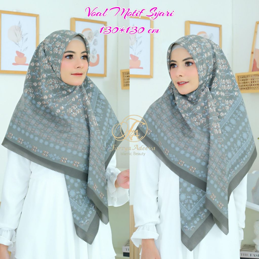 Jual Hijab Motif Syari Terbaru Segiempat motif syari Lasercut 130x130 Hijab Voal Syari safa ...