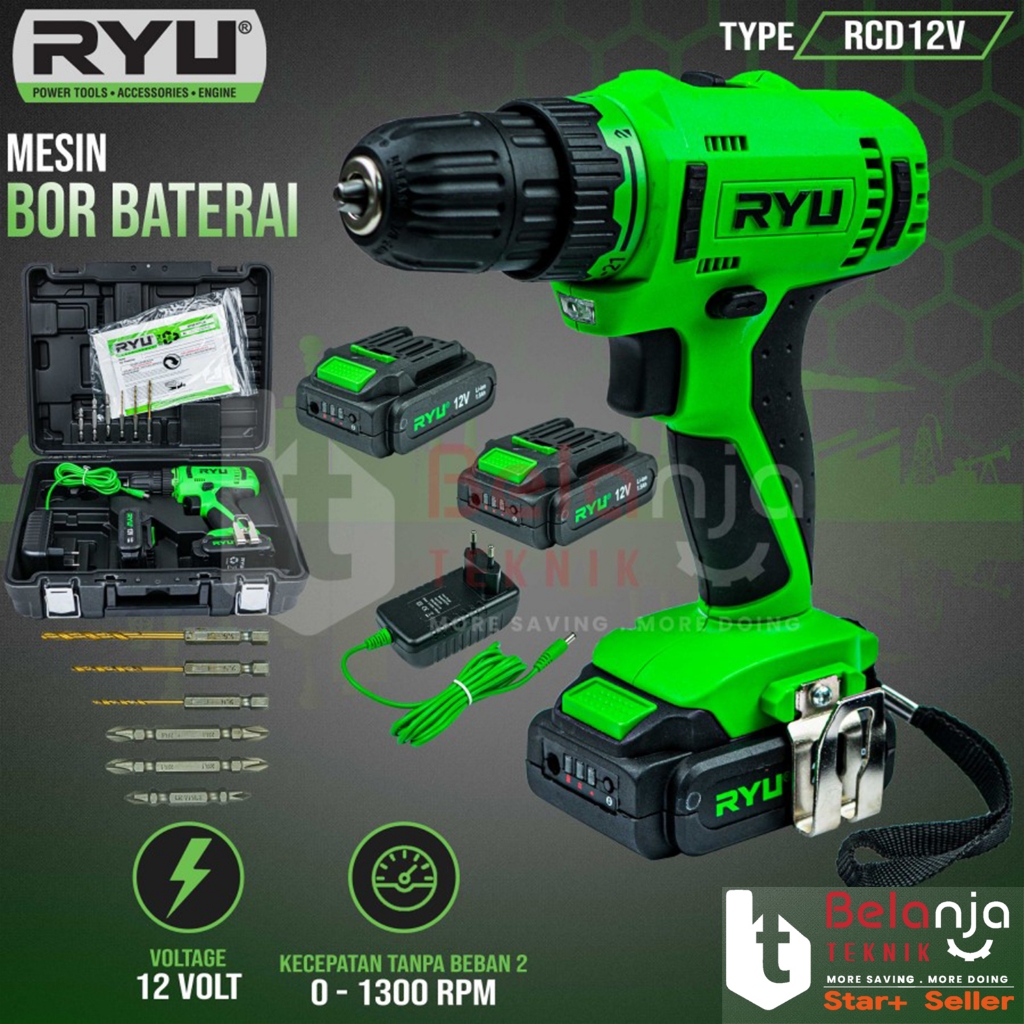 Jual Mesin Bor Cordless Drill Ryu RCD 12V Baterai RCD12V 12 Volt Koper ...