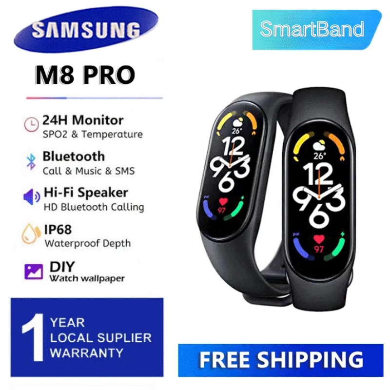 Jual 100%Original Samsung smartwatch M8 smart band 8 series jam tangan ...