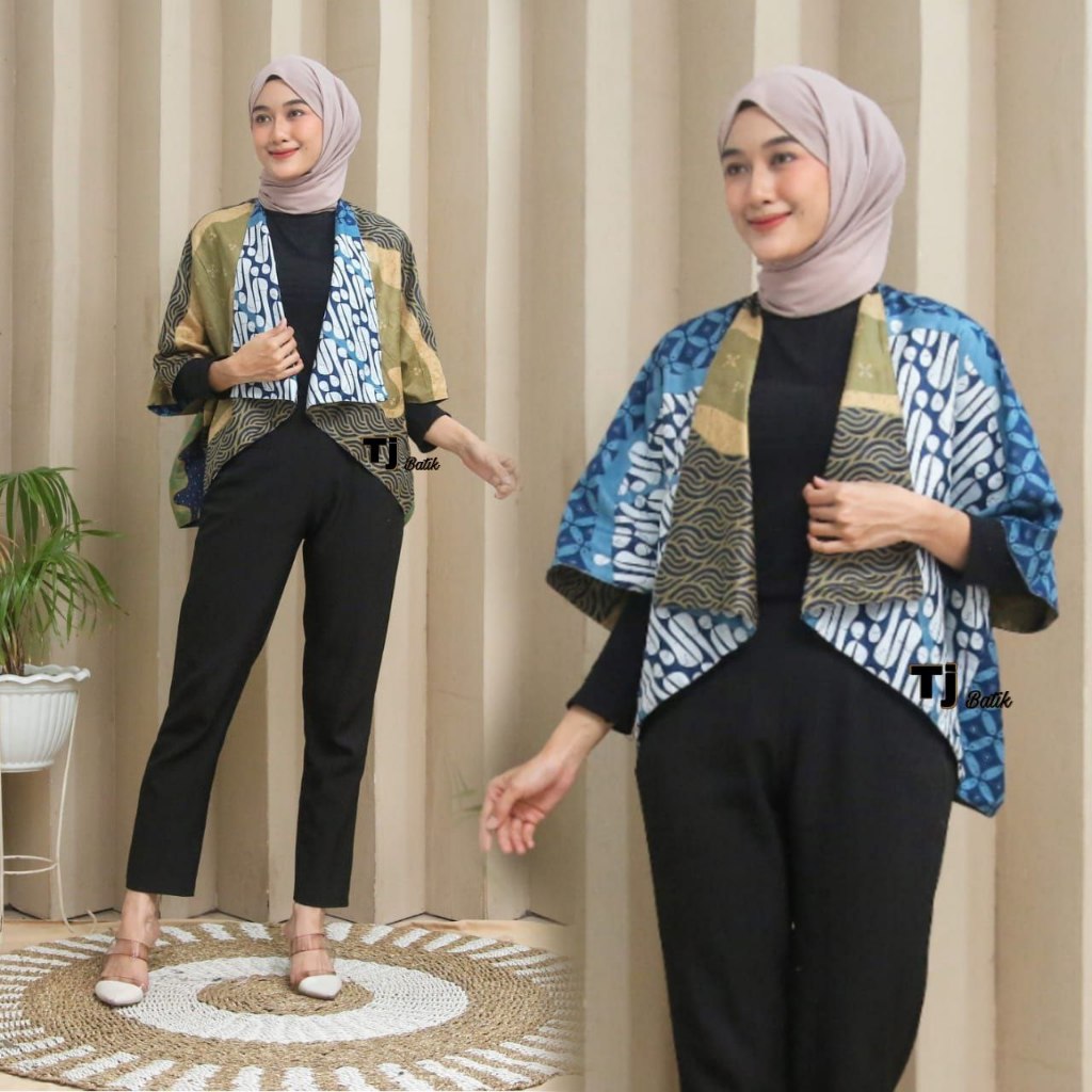 Jual Outer Batik Wanita Dua Motif Bolak Balik Batik Wanita Bolero Cardigan Atasan Batik Kantor ...