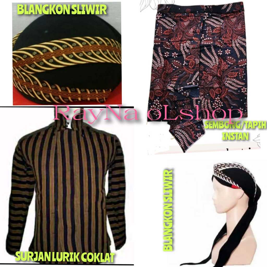 Jual SETELAN LENGKAP BAJU ADAT JAWA PRIA, SURJAN LURIK COKLAT + BLANGKON SLIWIR + SEMBONG/TAPIH ...