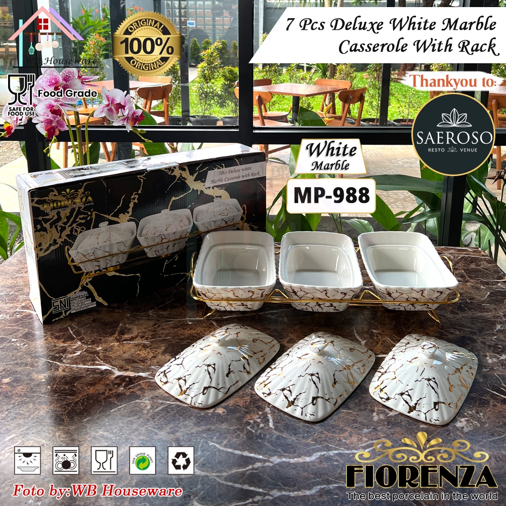 Jual FIORENZA prasmanan set segi isi 3 + tutup + rak motif marble ...