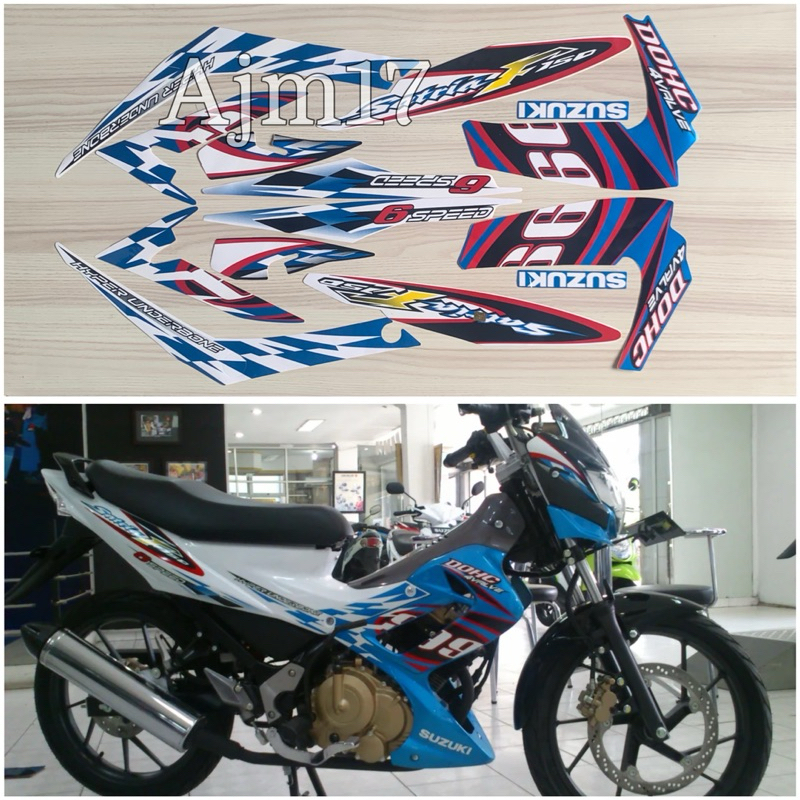 Jual STIKER STRIPING SATRIA F 2012 BIRU PUTIH | Shopee Indonesia