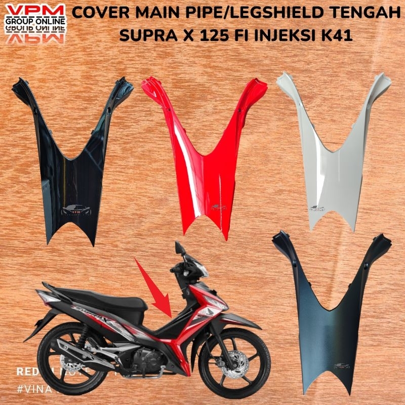 Jual cover main pipe legshield tengah supra x 125 fi injeksi K41 hitam ...