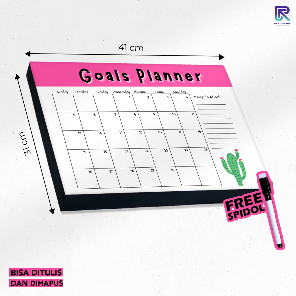 Jual RHA GALLERY Papan Tulis Goals Planner Aesthetic Planner Schedule ...