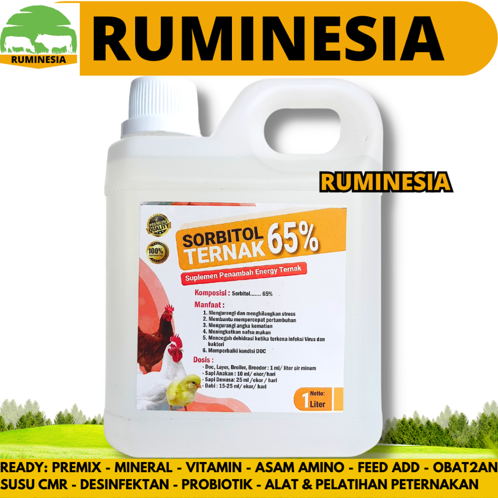 Jual SORBITOL TERNAK 65% 1 LITER MURNI - Suplemen Vitamin Penambah ...