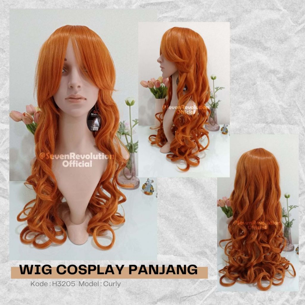 Jual Wig/ Rambut Palsu Panjang Curly/ Cosplay Warna Merah Putih (H3205 ...
