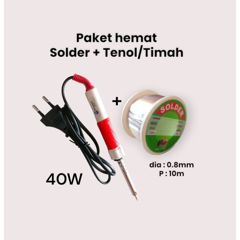 Jual Paket Hemat Solder 40w + Tenol/timah 10m | Shopee Indonesia