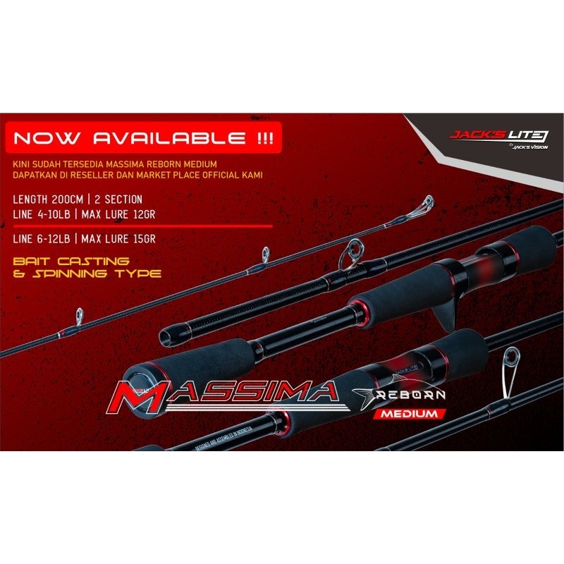Jual Massima Reborn Medium 4-10lb & 6-12lb Spining & BC / Joran Massima ...