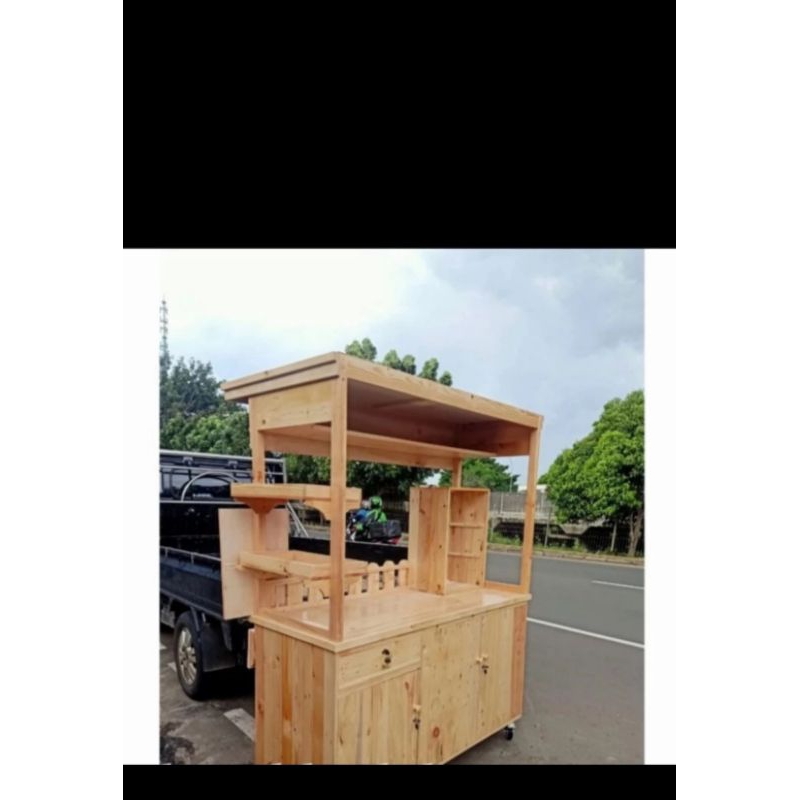 Jual booth gerobak kayu jati Belanda gerobak serbaguna | Shopee Indonesia