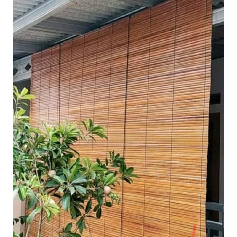 Jual Tirai bambu natural outdoor size 2x2 full set tali kerekan | Shopee Indonesia