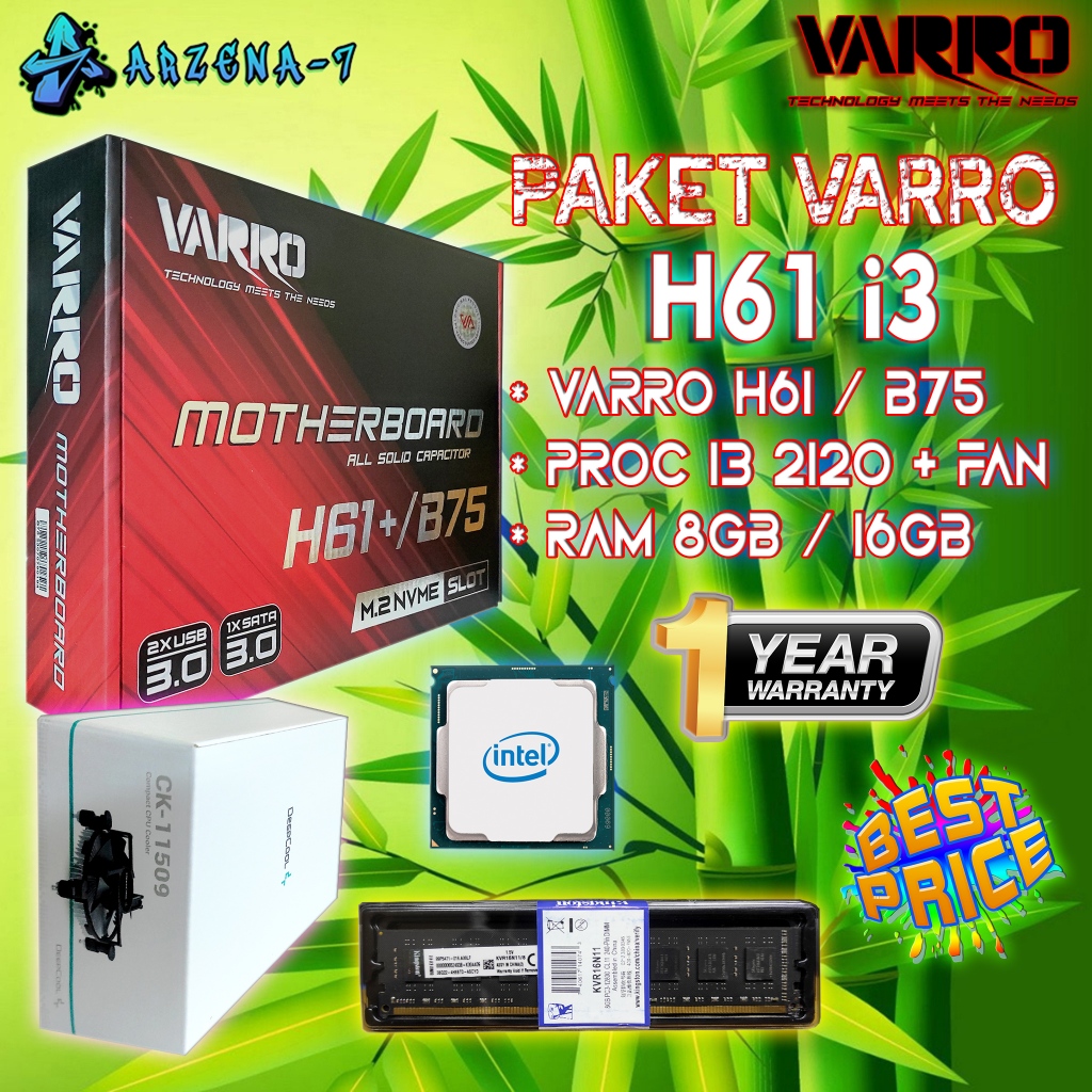 Jual Paket Proc Core i3 2120 // Mobo H61 Varro // Ram 4Gb - 8Gb - 16Gb ...