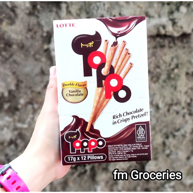 Jual Lotte Toppo Vanila Chocolate stik isi 12 pack | Shopee Indonesia