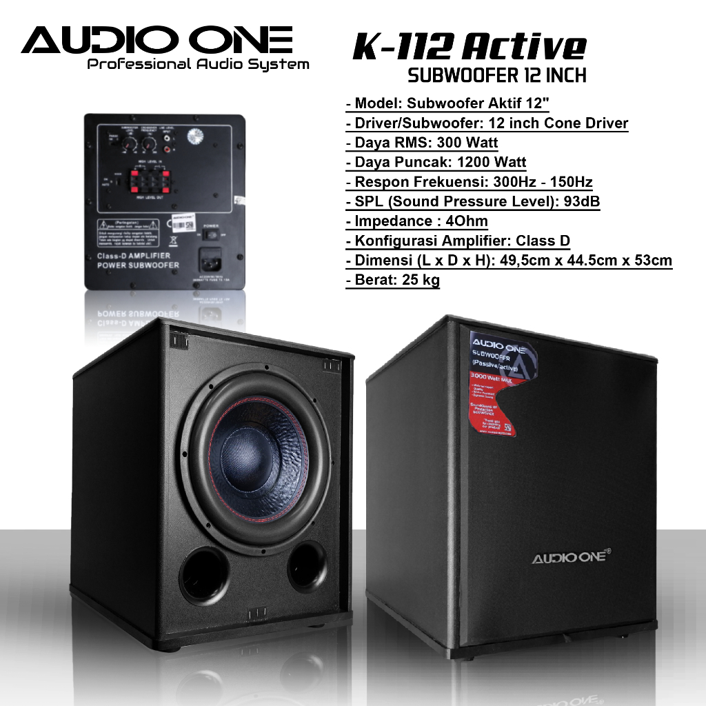 Jual Subwoofer Aktif AUDIO ONE 12 inch K-112 & KX112 Subwoofer Karaoke | DSS | Shopee Indonesia