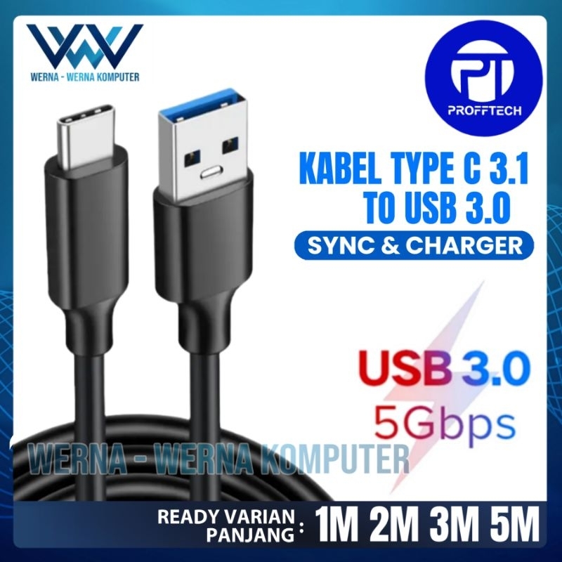 Jual KABEL USB TYPE C 3.1 TO USB 3.0 3A DATA CABLE & CHARGER 1 / 2 / 3 ...