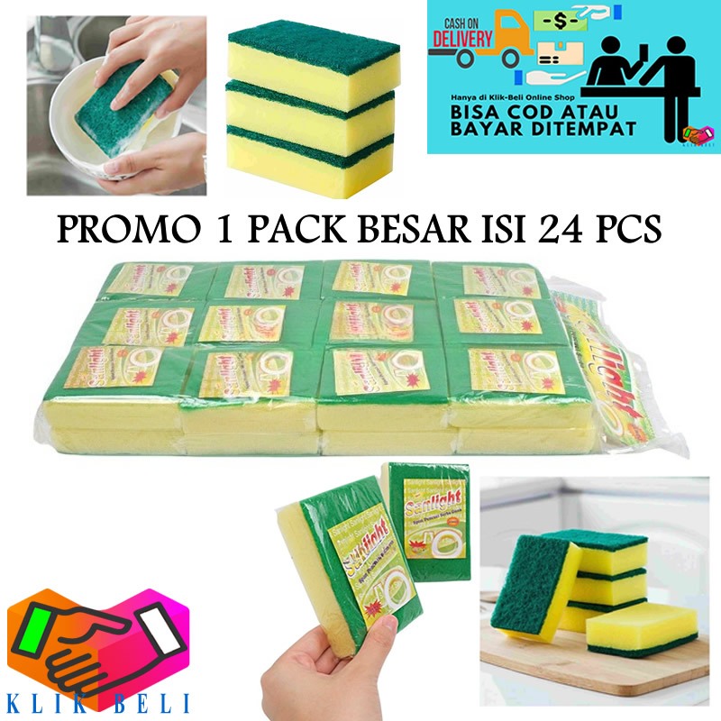 Jual (PROMO 1 PACK ISI 24 PCS) Sanlight Spons Cuci Piring Spon Bantal 2 ...