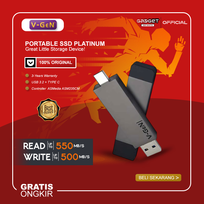 Jual V-GeN 2TB 1TB 512GB 256GB 128GB SSD Portable VGEN USB 3.2 TYPE-C ...