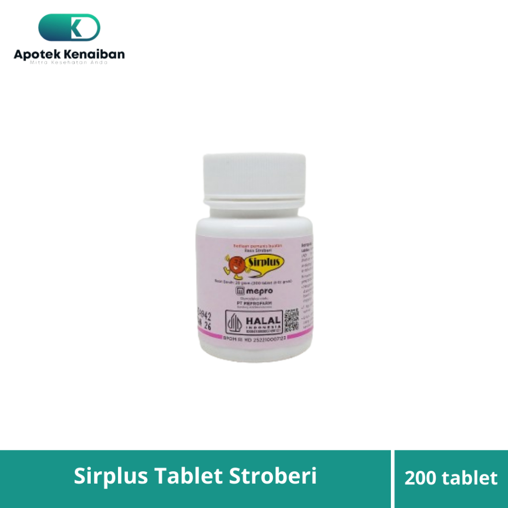 Jual SIRPLUS TABLET STRAWBERRY 200 TABLET / SIRPLUS SERBUK / PEMANIS ...
