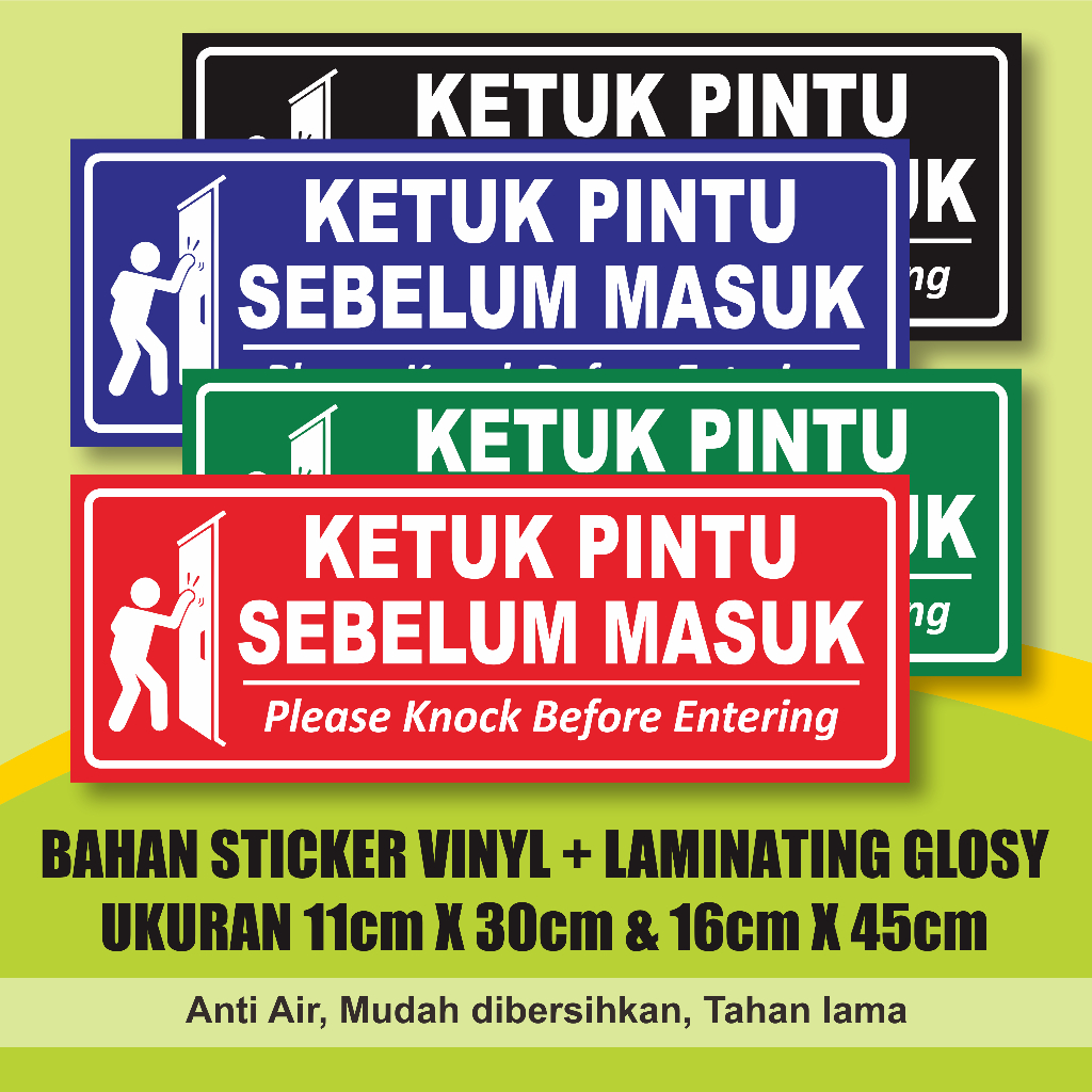 Jual STIKER KETUK PINTU SEBELUM MASUK + LAMINASI GLOSSY | Shopee Indonesia