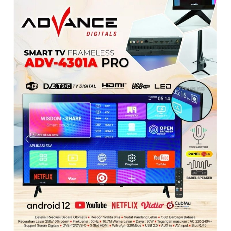 Jual ADVANCE TV LED Android 42 INCH ADV-4201A/43 INCH ADV-4301A/50 INCH ...