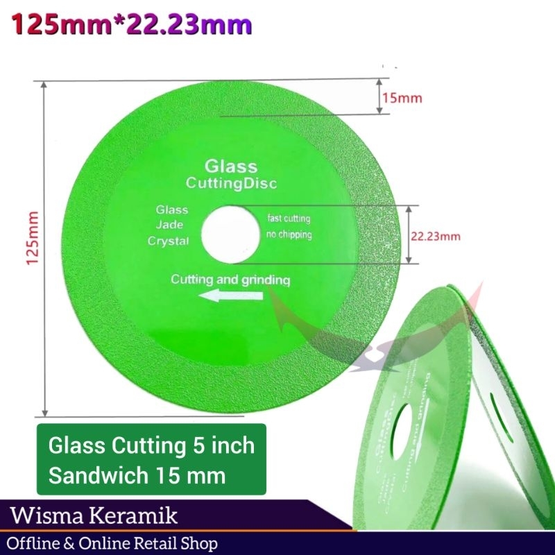 Jual Glass cutting disc 5 inch, mata gerinda potong kaca keramik 125 mm ...