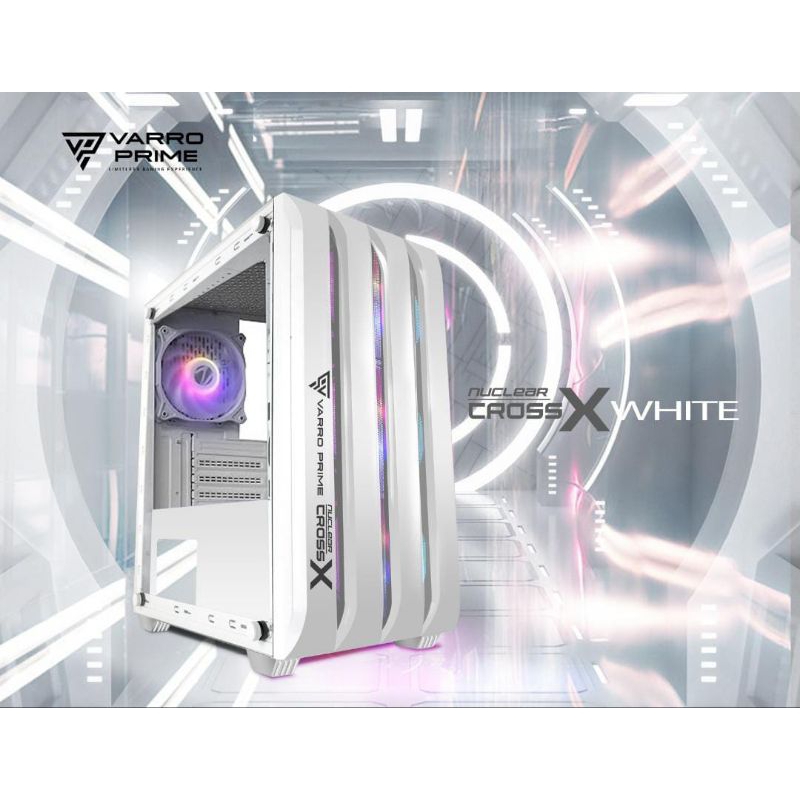 Jual Casing PC Gaming Varro Nuclear CROSS X mATX Tempered Glass White ...